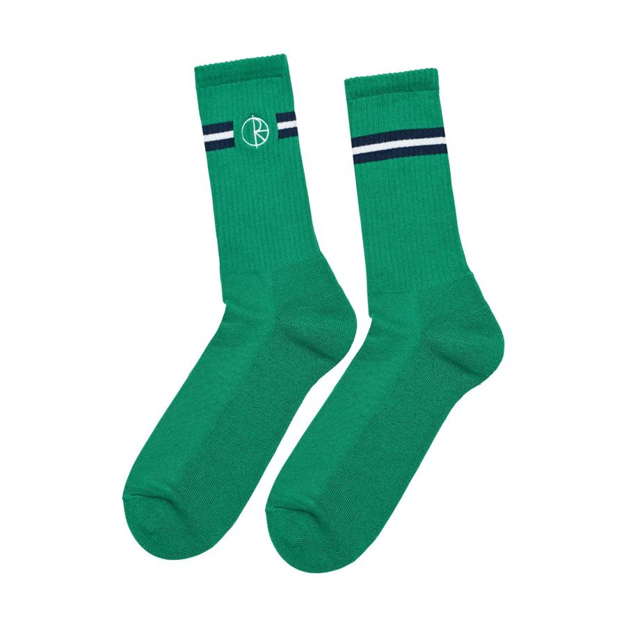 POLAR SKATE CO. SOCKS STROKE LOGO SOCKS (GREEN / NAVY / WHITE)